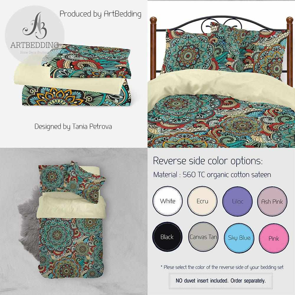Mandala bedding, Mandala duvet cover set, Boho bedding, mandala bedspr ...