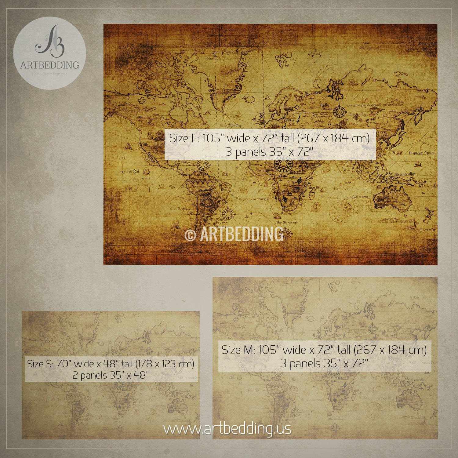Vintage Map Wall Mural, Self Adhesive Photo Mural – ARTBEDDING