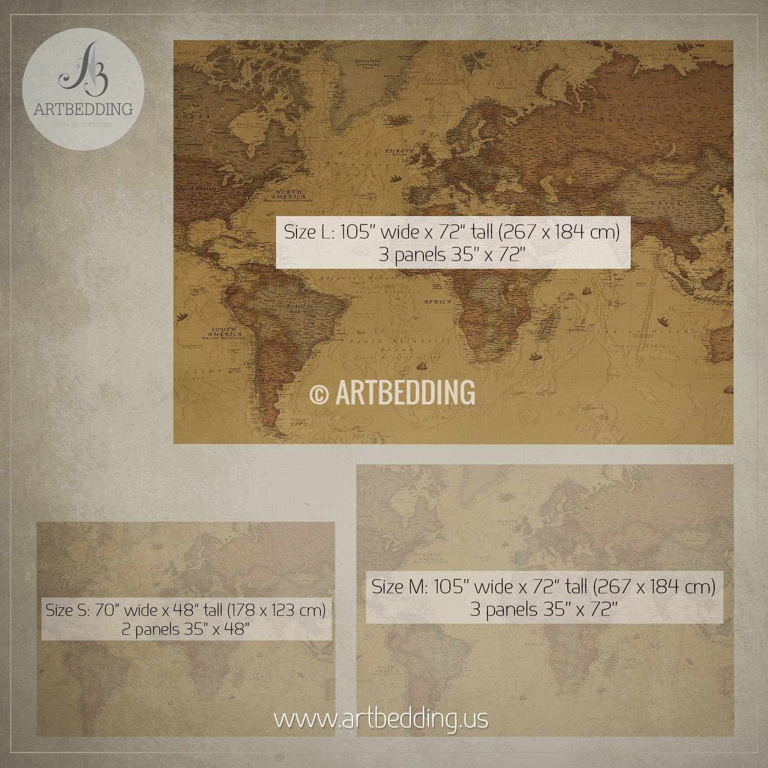 Vintage Map Wall Mural, Self Adhesive Photo Mural – ARTBEDDING