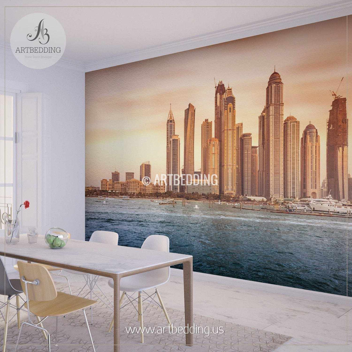 Beautiful Dubai Cityscape Wall Mural, Dubai Photo sticker, Dubai wall ...