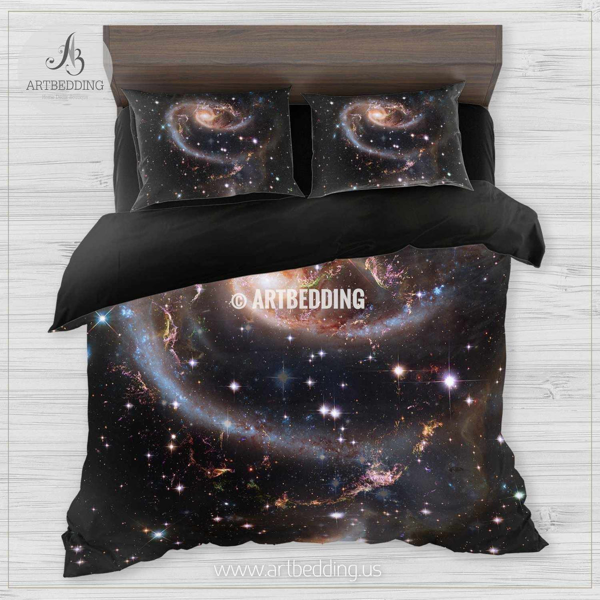 Beautiful spiral galaxy in deep space bedding, Abstract space Bedding ...
