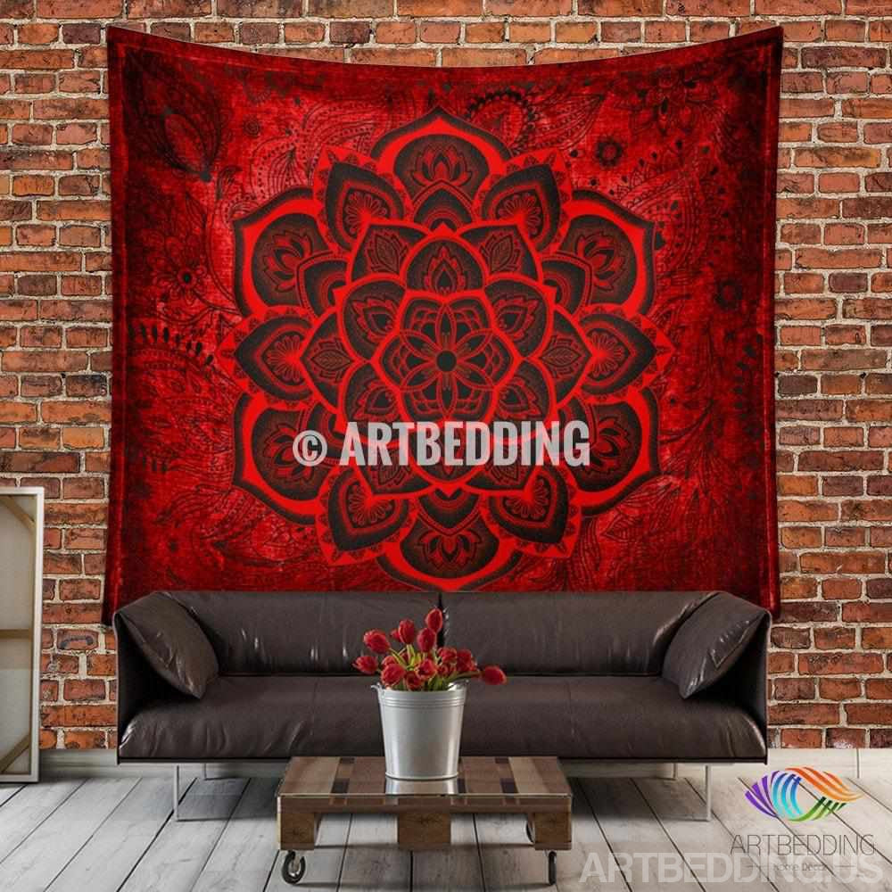 Bohemian Tapestry, Lotus Mandala tapestry wall hanging, bohemian decor ...