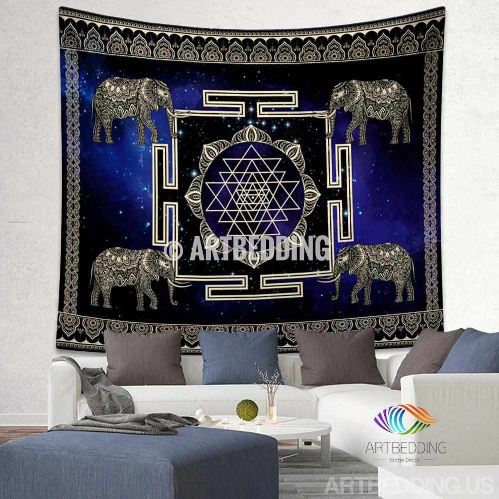 Boho Tapestry, Sacred Yantra wall tapestry, Hippie tapestry wall ...