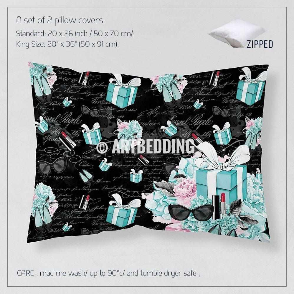 Breakfast at Tiffany's Audrey bedding set, Tiffany blue peonies vintage ...