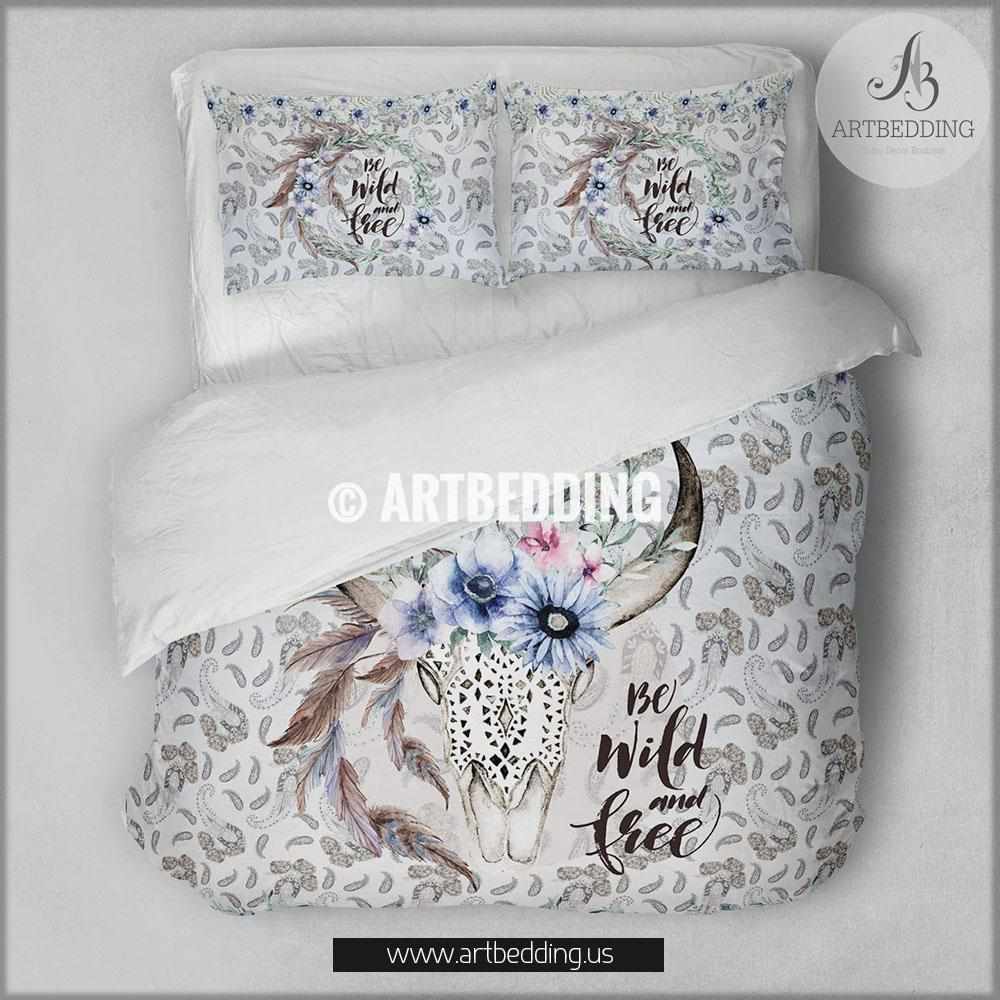 Tribal Bedding, Deer and buffalo skull duvet cover and comforter set ...