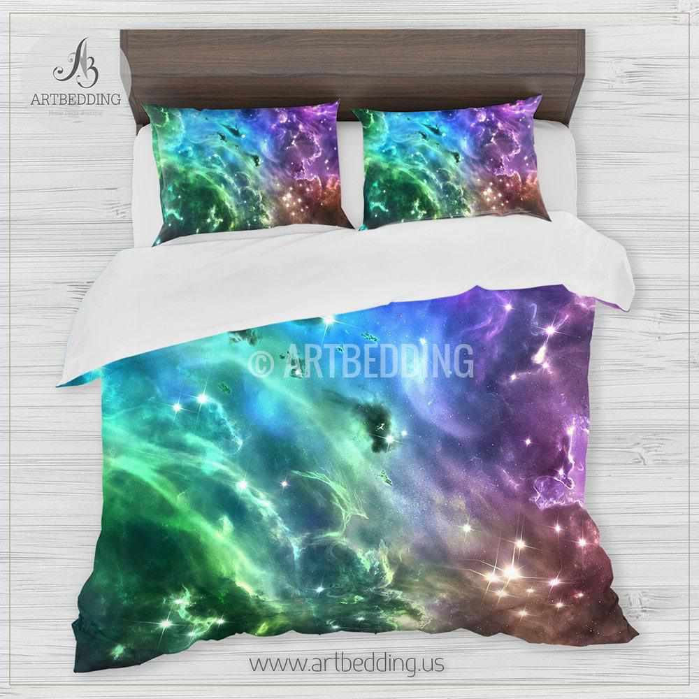 Deep space bedding set, Nebula clouds with stars duvet bedding set ...
