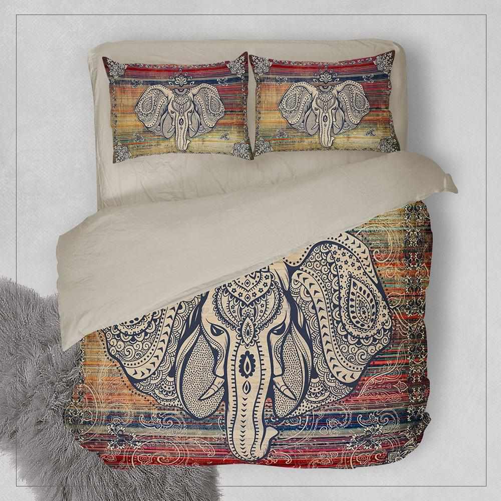 Elephant bedding, Boho duvet cover set, Indie Ganesh vintage comforter ...