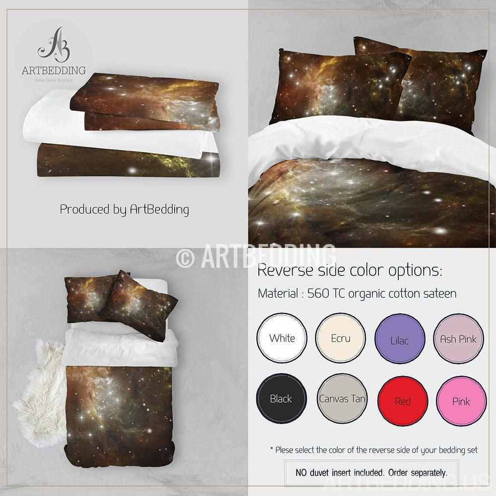 Galaxy bedding set, purple nebula in deep space Bedding set – ARTBEDDING
