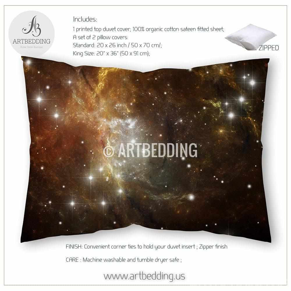 Galaxy bedding set, purple nebula in deep space Bedding set – ARTBEDDING