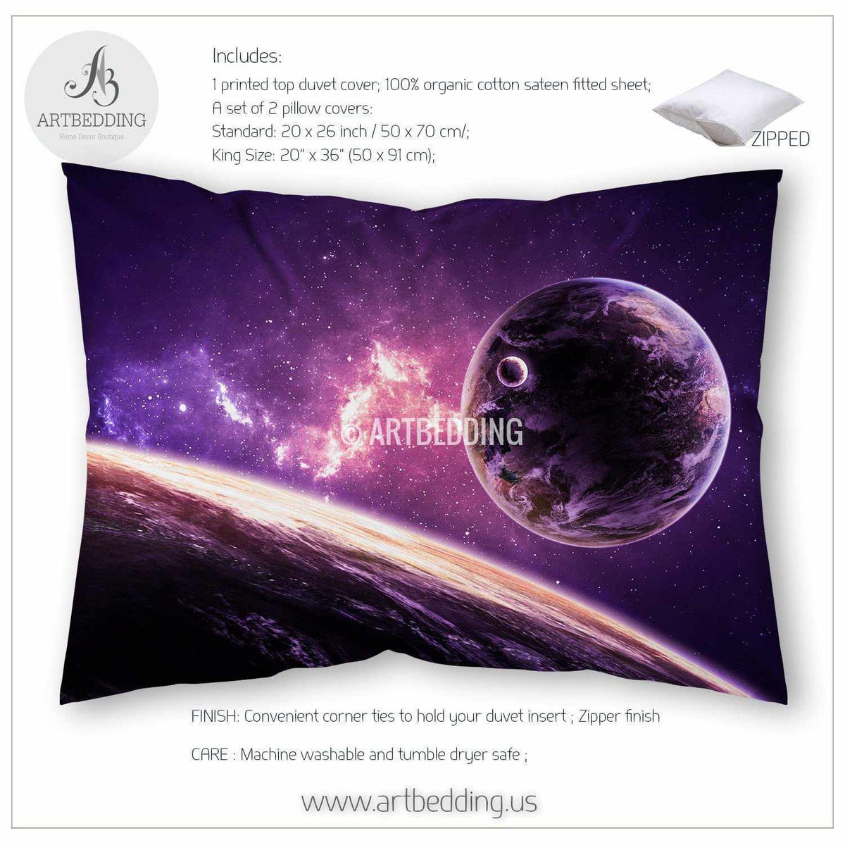 Galaxy bedding set, Earth from space duvet cover set, Stars nebula ...