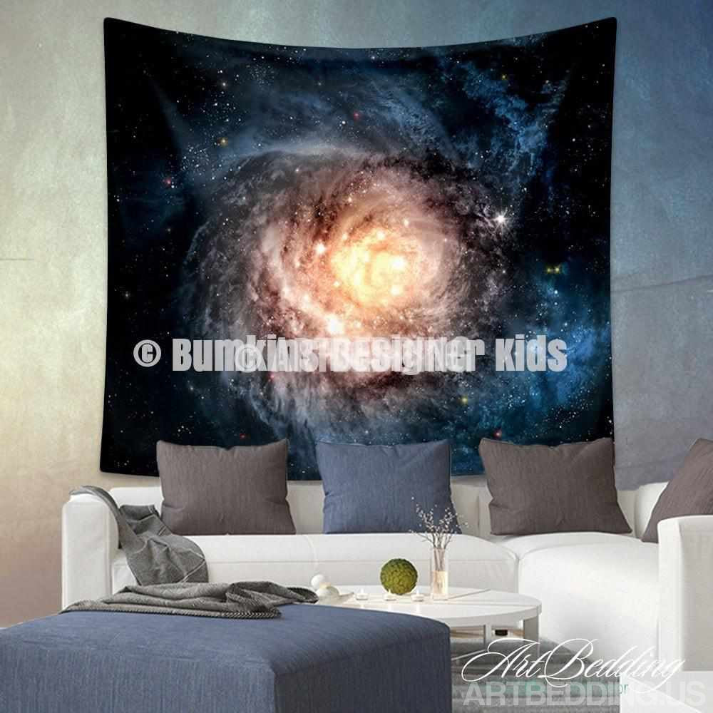 Galaxy Tapestry, Blue spiral galaxy wall tapestry, Galaxy tapestry wal ...
