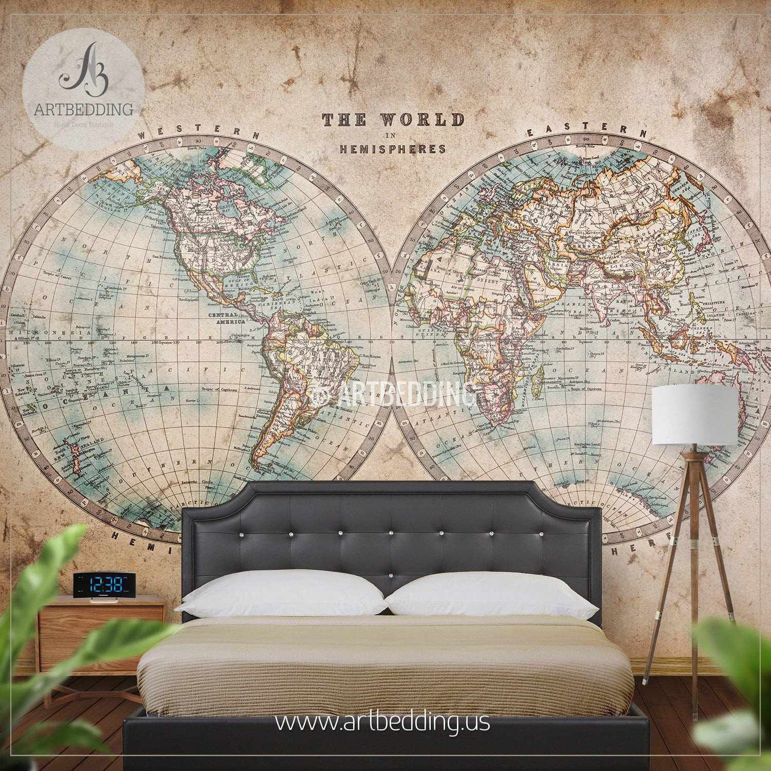 Vintage atlas wall murals self adhesive – ARTBEDDING