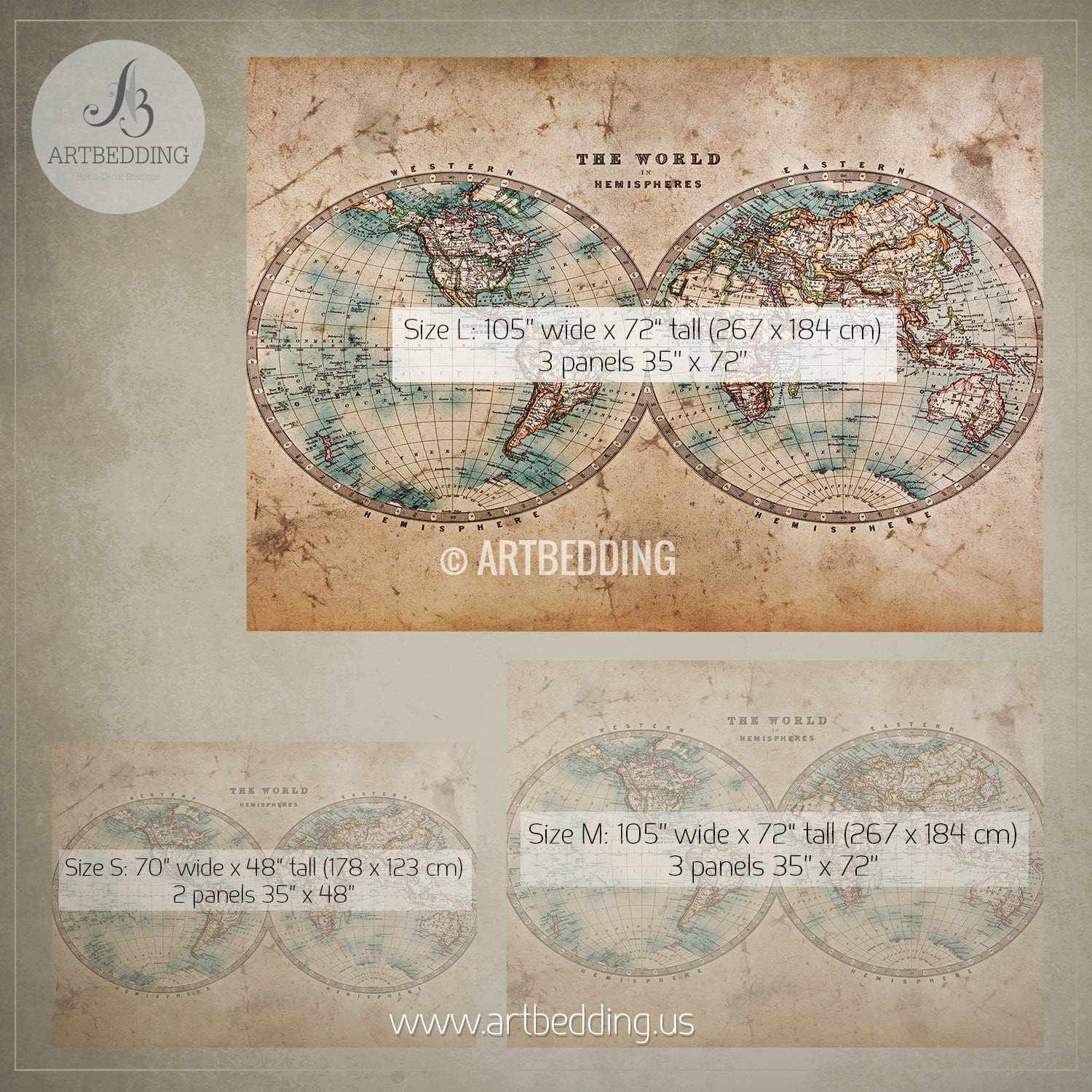 Vintage Map Wall Mural, Self Adhesive Photo Mural – ARTBEDDING