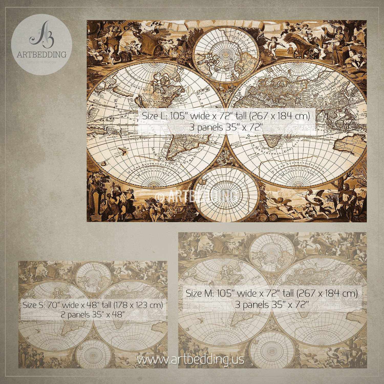 Vintage Map Wall Mural, Self Adhesive Photo Mural – ARTBEDDING