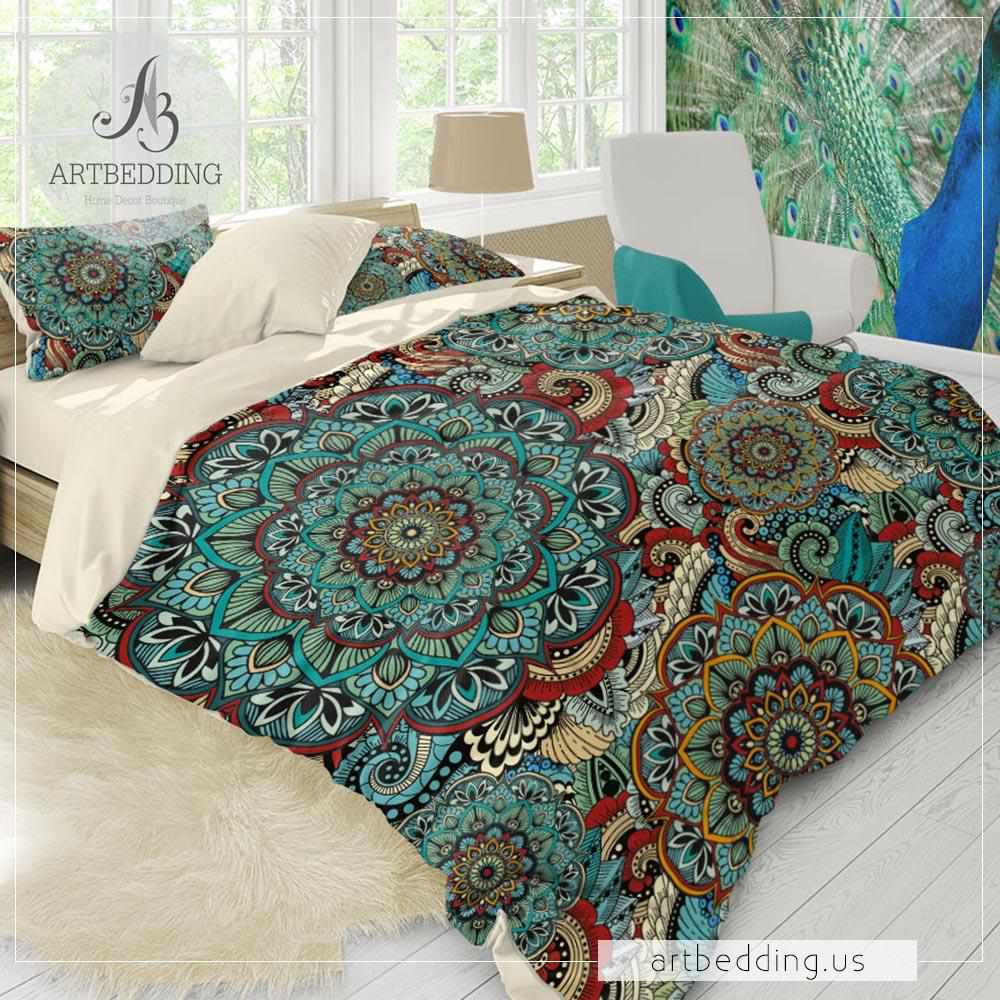 Mandala bedding, Mandala duvet cover set, Boho bedding, mandala bedspr ...