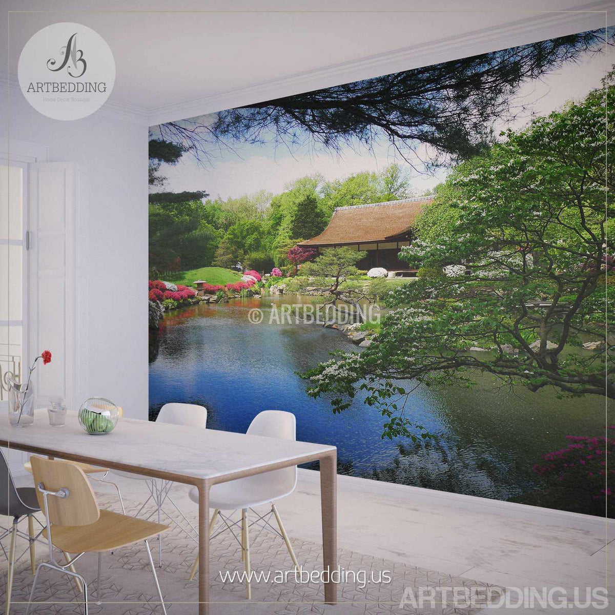 Japanese Tea Garden Wallpaper Door Wood Frame Doorway And Tatami Mats