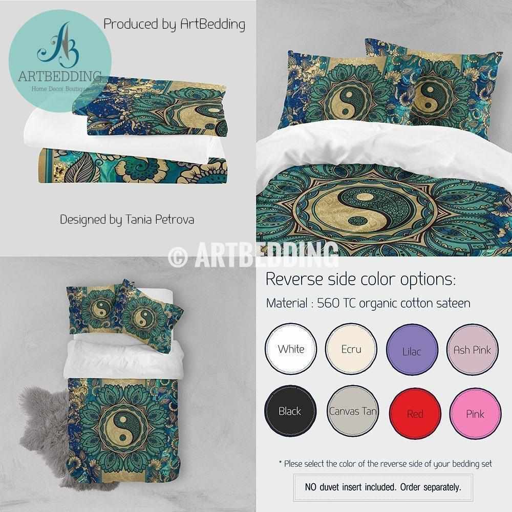 Lotus Mandala bedding, Yin Yang mandala bedding, Bohochic bedding set ...