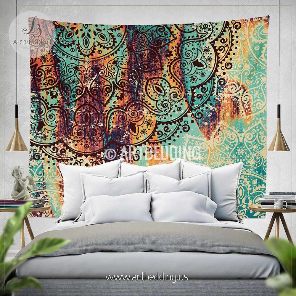 Mandala Tapestry, Mehendy henna ethno mandala wall tapestries, bohemian ...