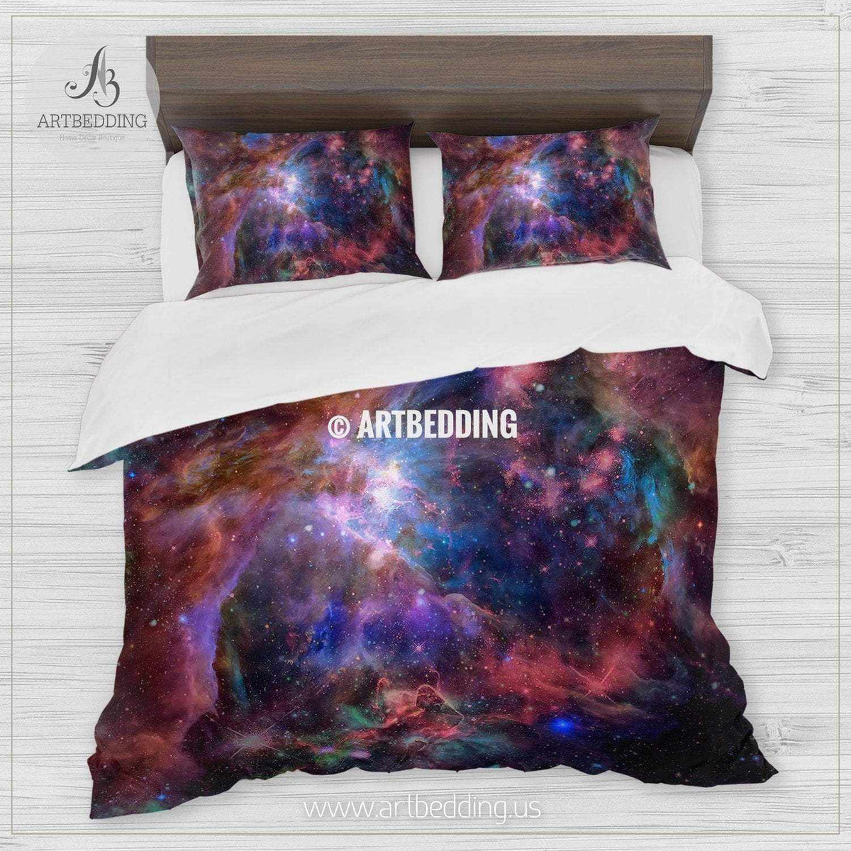 Nebula, galaxy and stars bedding, Abstract space Bedding set, Galaxy p ...