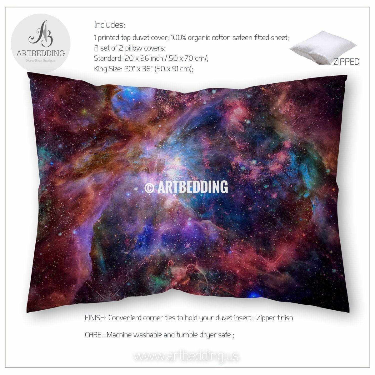 Nebula, galaxy and stars bedding, Abstract space Bedding set, Galaxy p ...