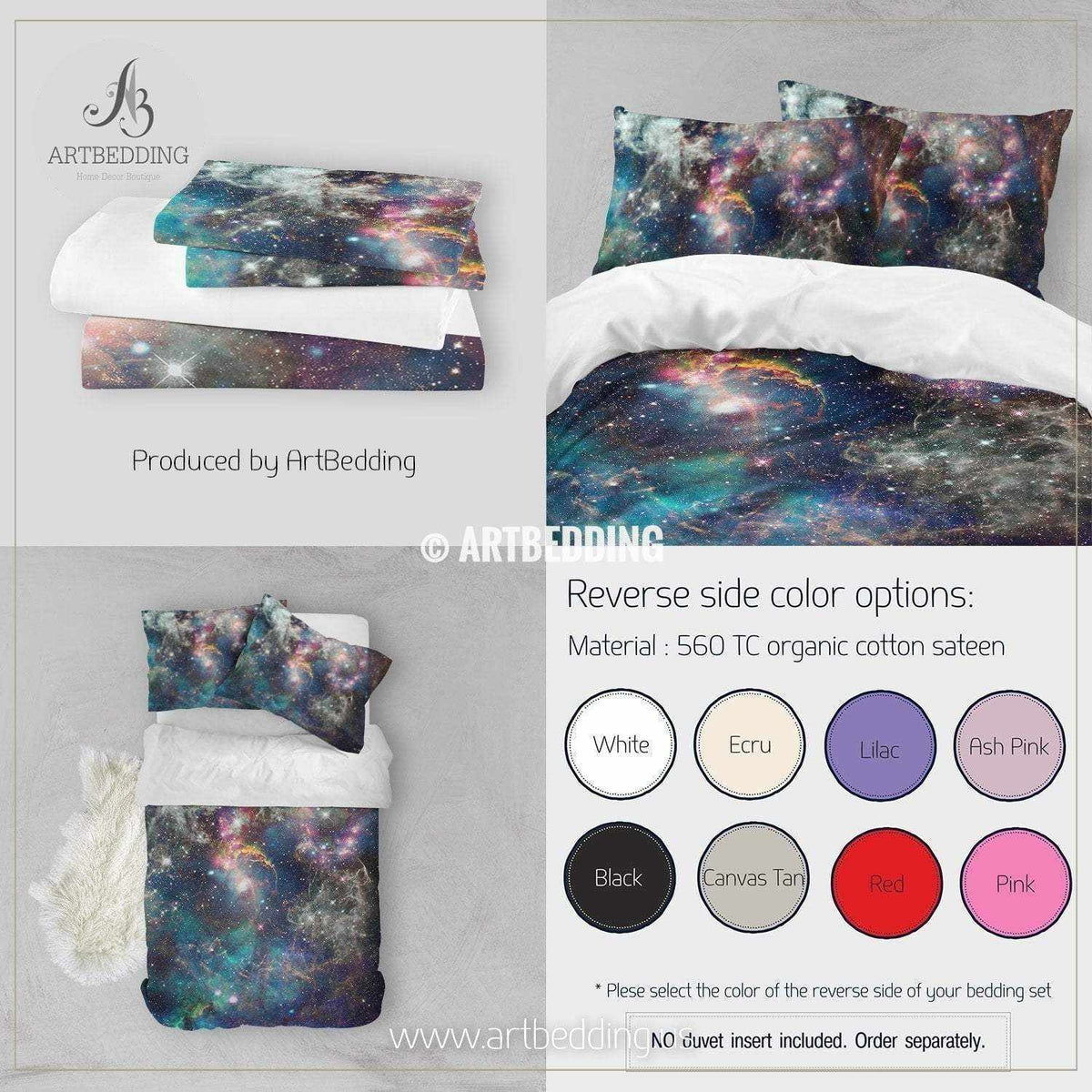 Nebula, galaxy and stars bedding, Abstract space Bedding set, Galaxy p ...
