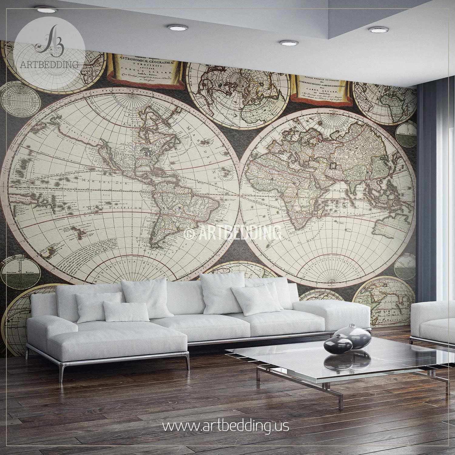 Vintage Map Wall Mural, Self Adhesive Photo Mural – ARTBEDDING