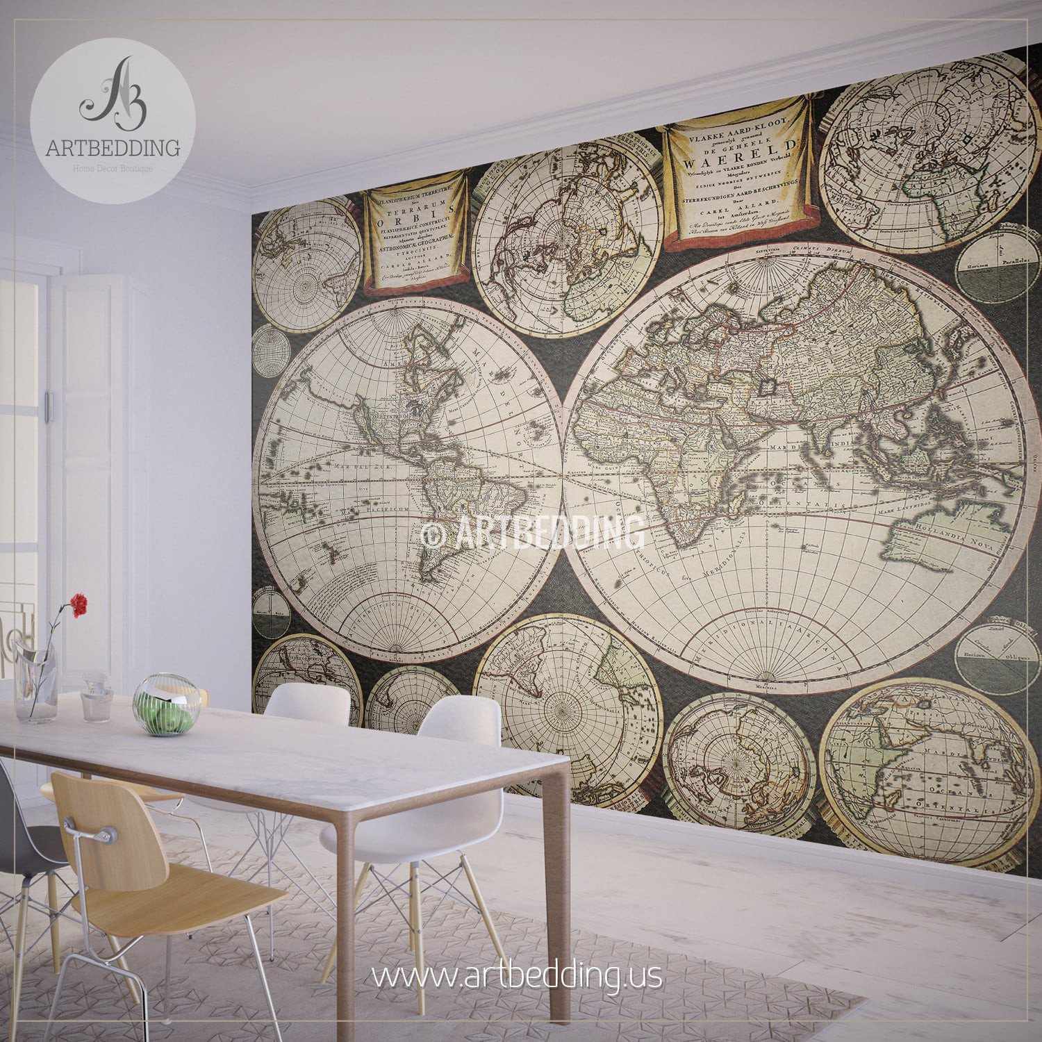 Vintage Map Wall Mural, Self Adhesive Photo Mural – ARTBEDDING