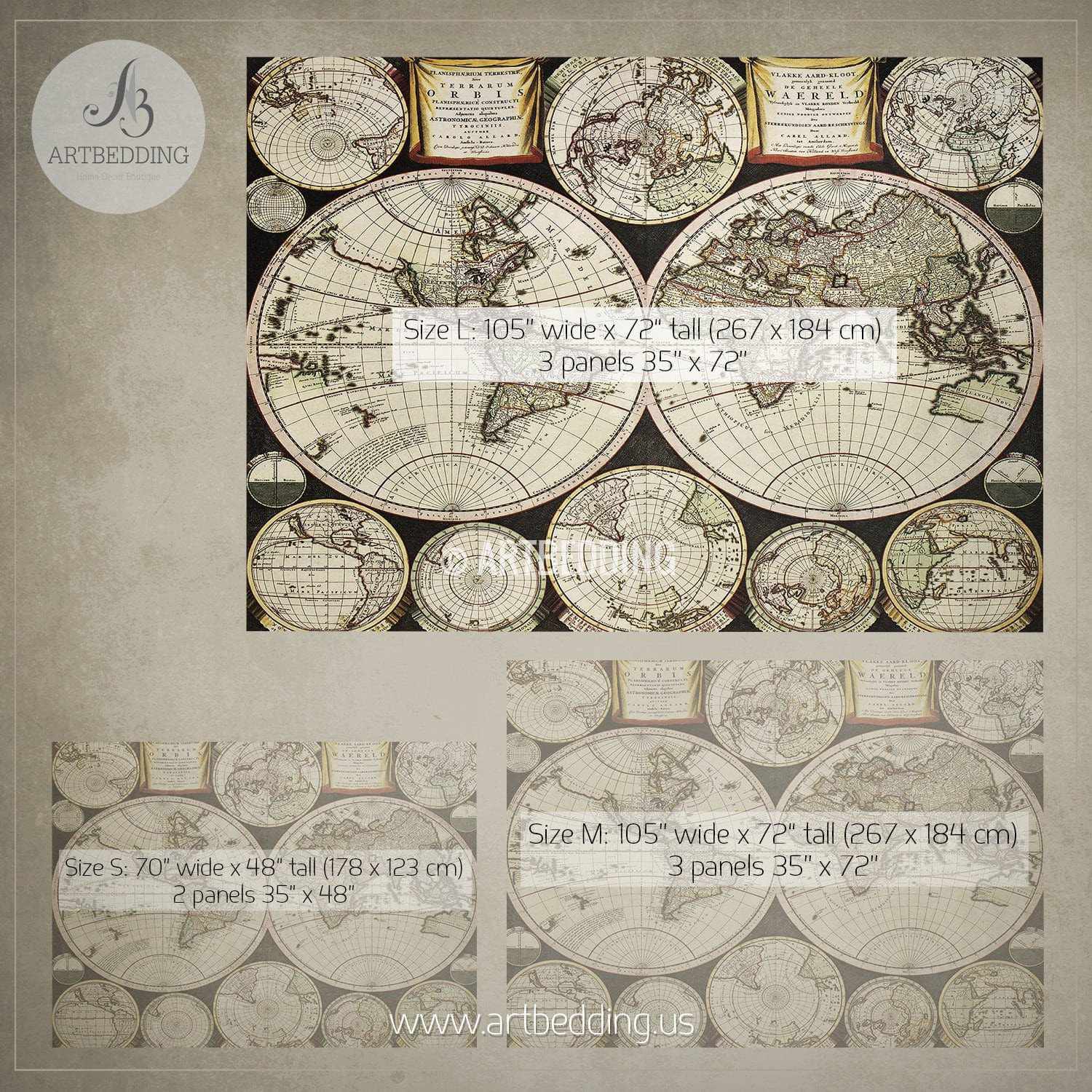 Vintage Map Wall Mural, Self Adhesive Photo Mural – ARTBEDDING