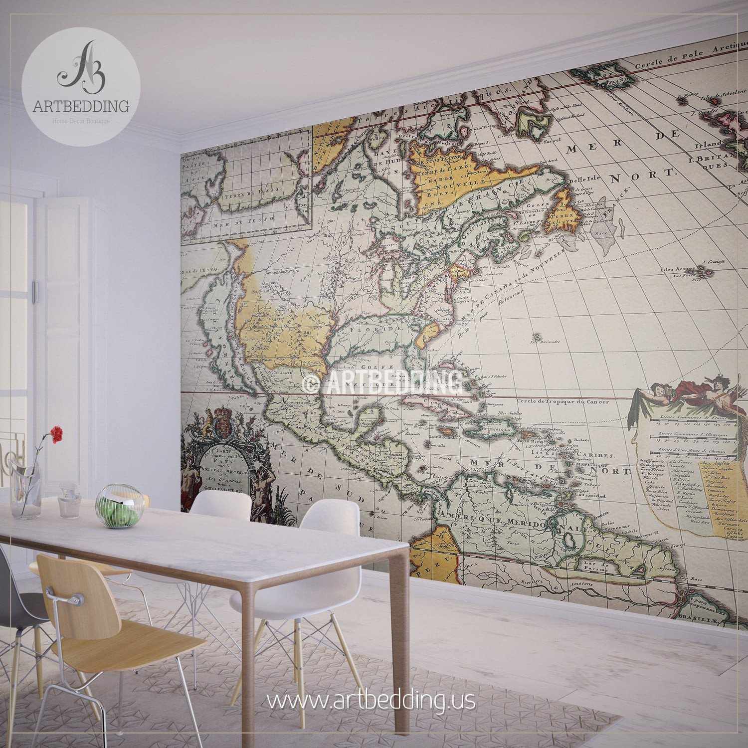 Vintage Map Wall Mural, Self Adhesive Photo Mural – ARTBEDDING