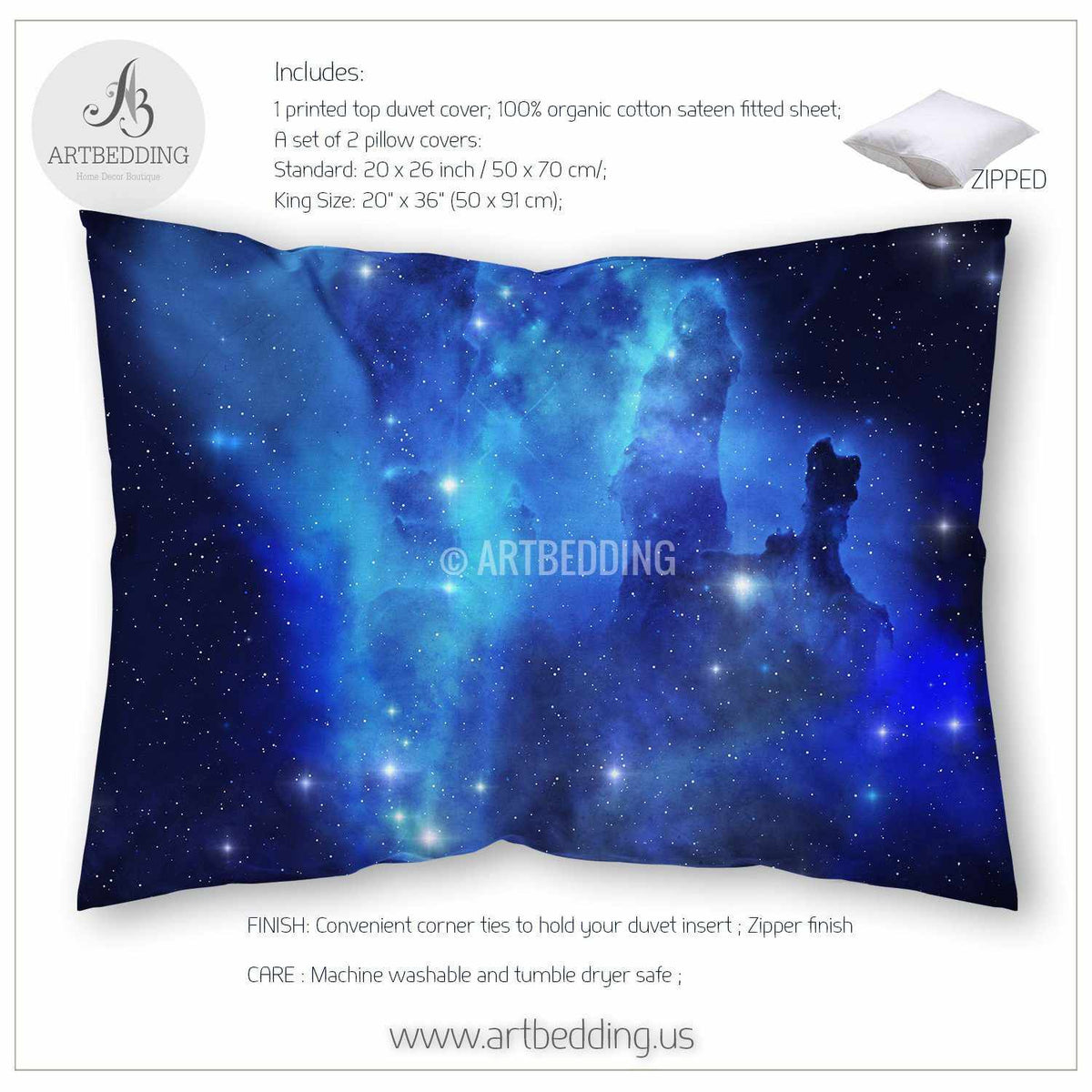 Space bedding set, Green Nebula duvet cover set, Stars in deep space ...