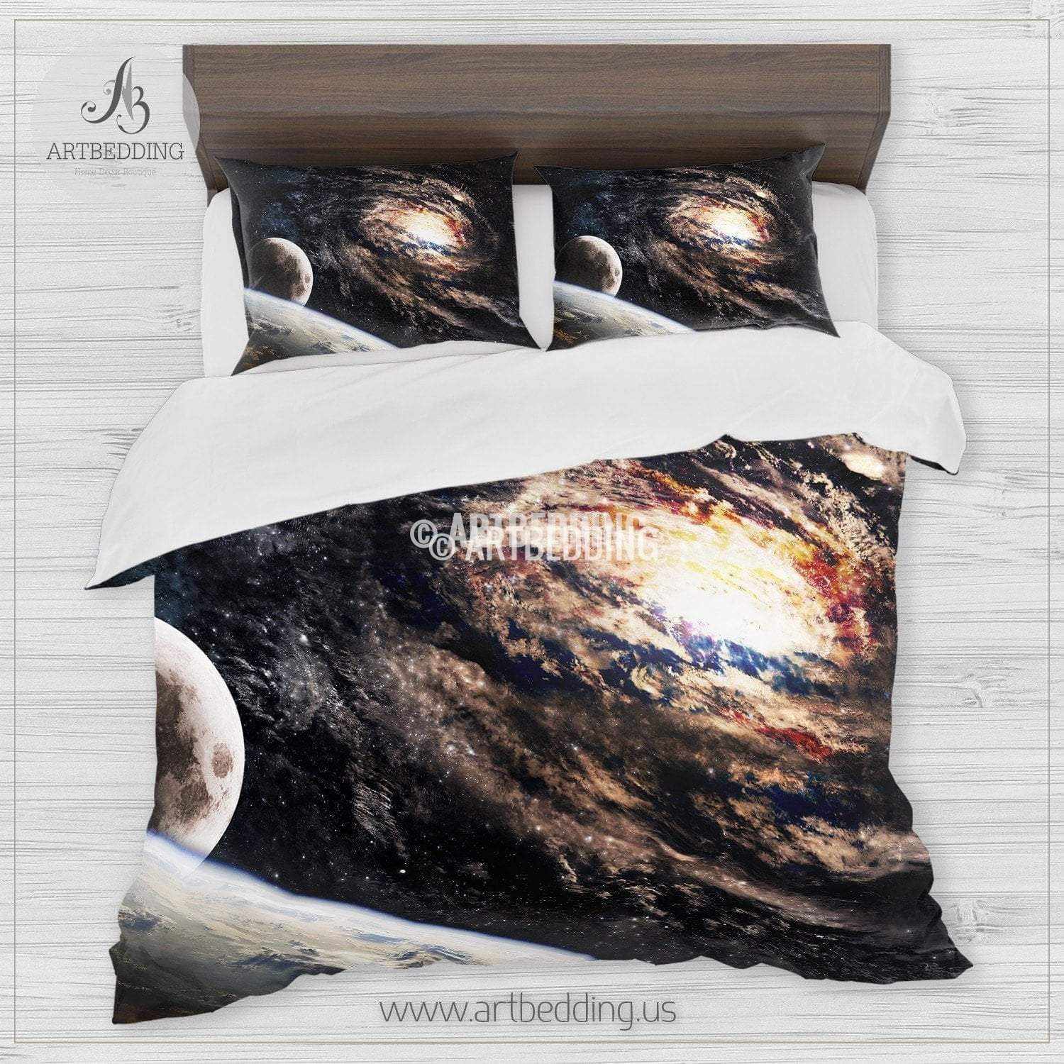 Blue spyral galaxy bedding set, deep space spyral galaxy formation with ...