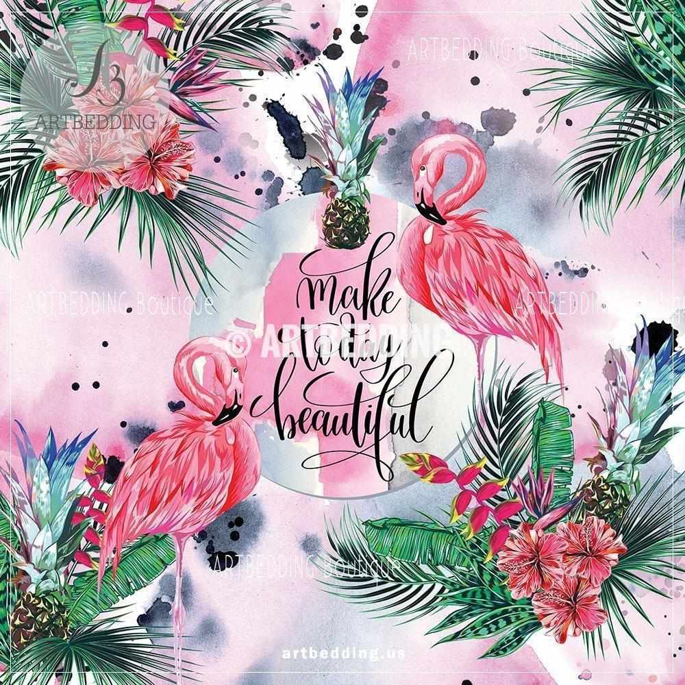 Tropical paradise bedding, flamingo summer vibes comforter set – ARTBEDDING