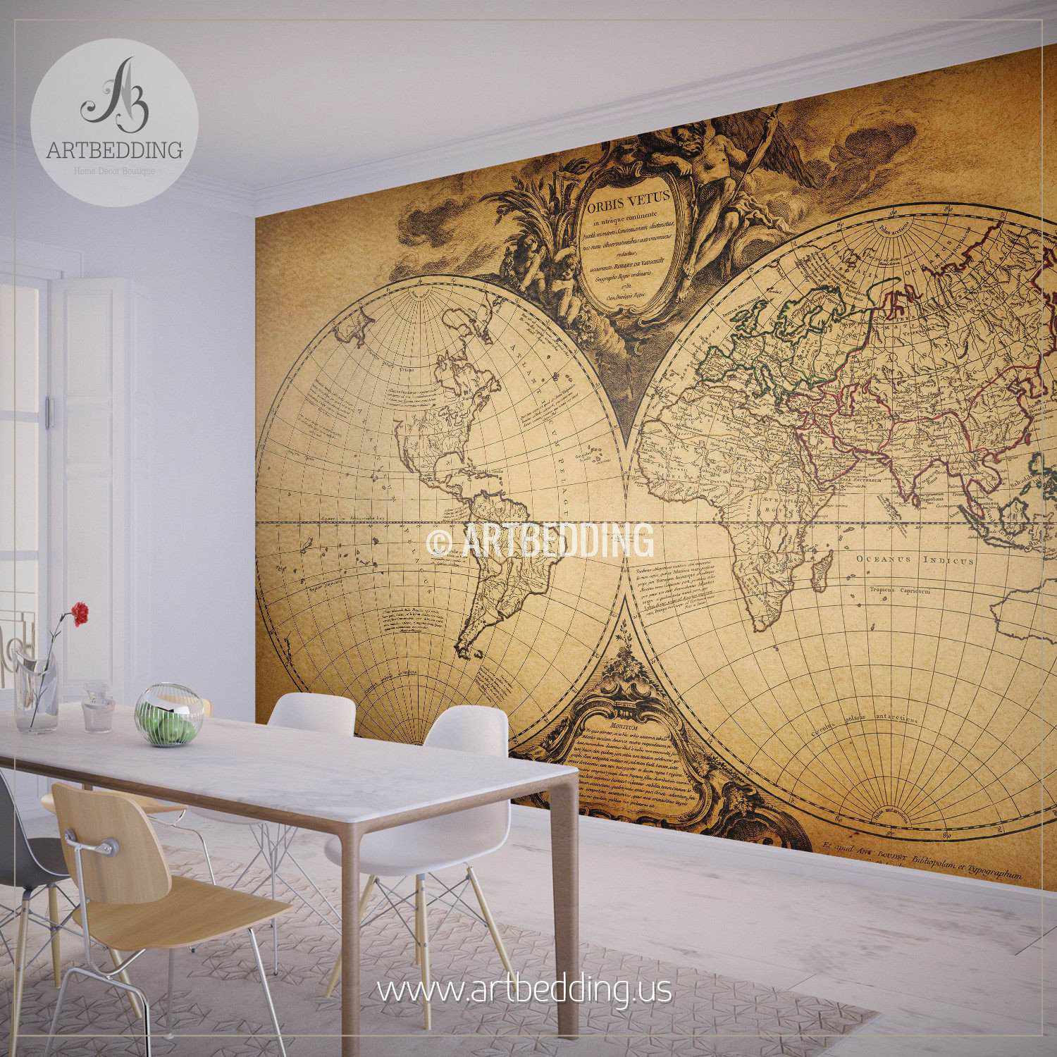 Vintage Map Wall Mural, Self Adhesive Photo Mural – ARTBEDDING