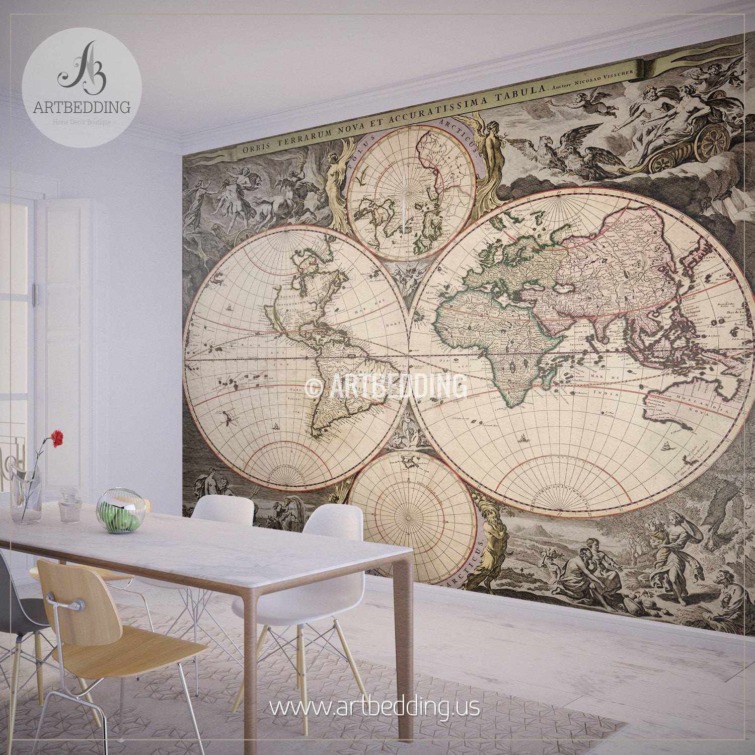 Vintage Map Wall Mural, Self Adhesive Photo Mural – ARTBEDDING