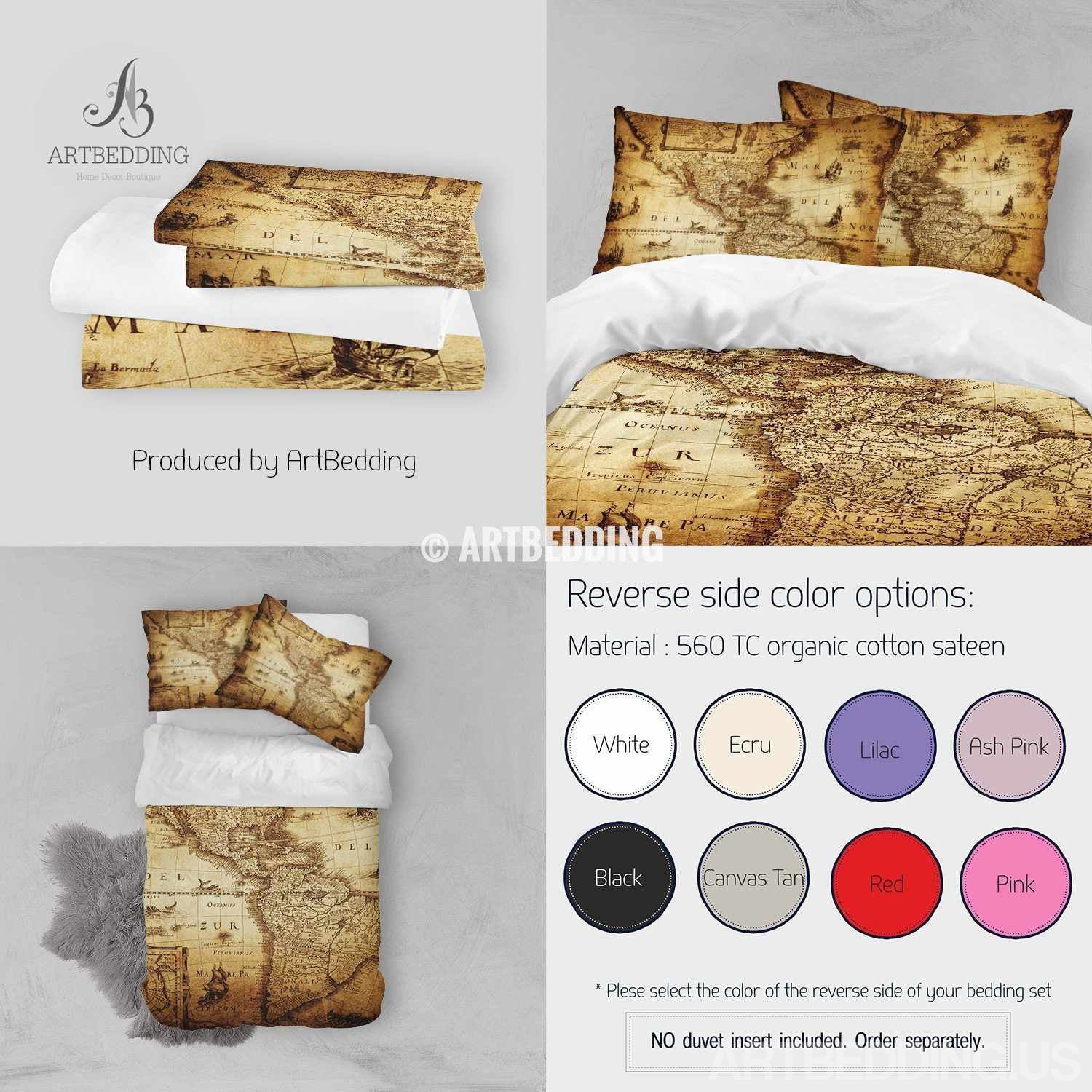 Vintage world map bedding, Antique map of the world 1635 luxury duvet ...
