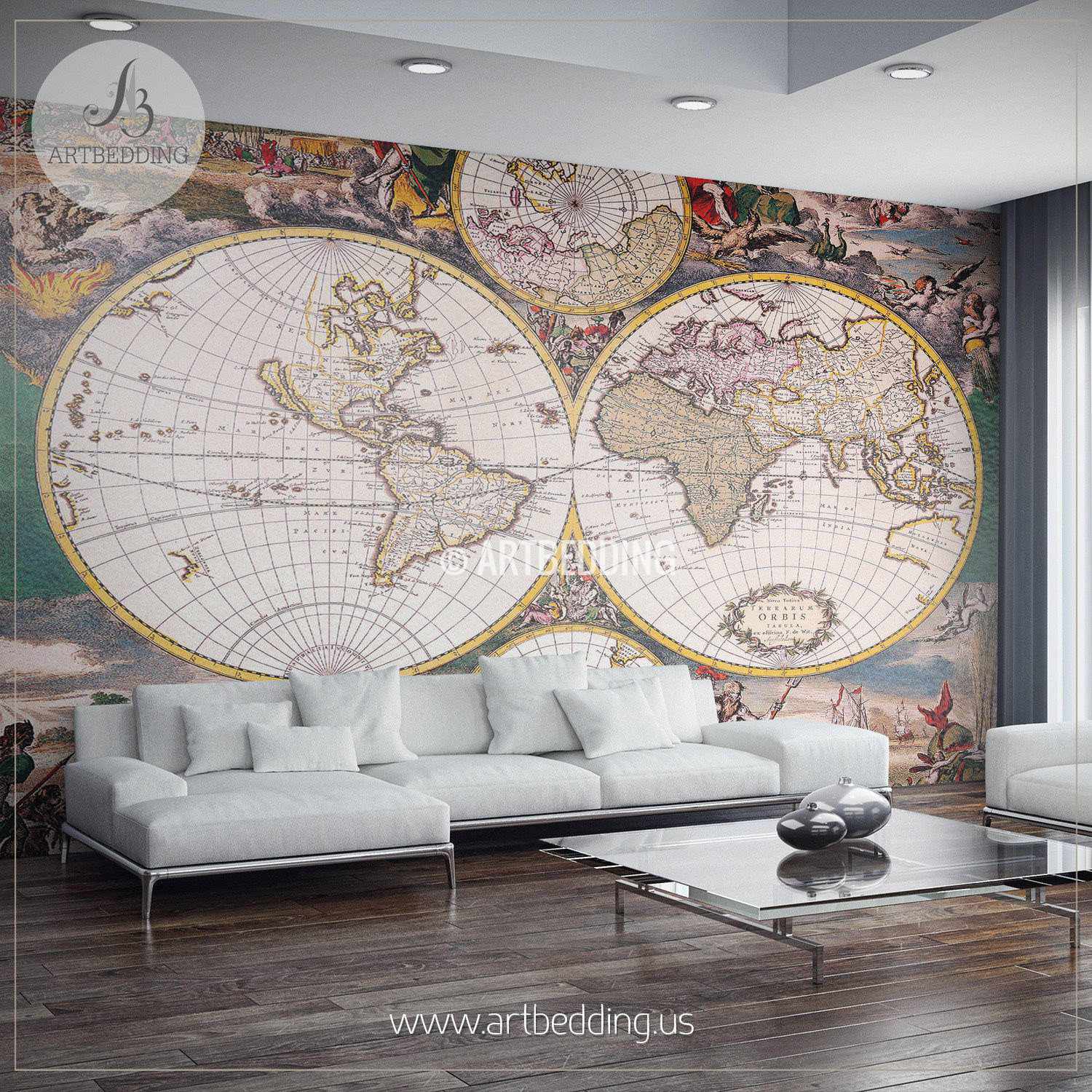 Vintage Map Wall Mural, Self Adhesive Photo Mural – ARTBEDDING