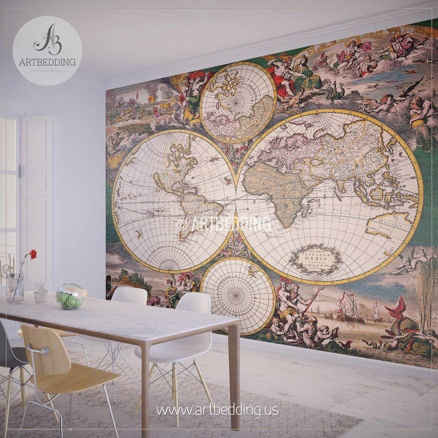 Vintage Map Wall Mural, Self Adhesive Photo Mural – ARTBEDDING