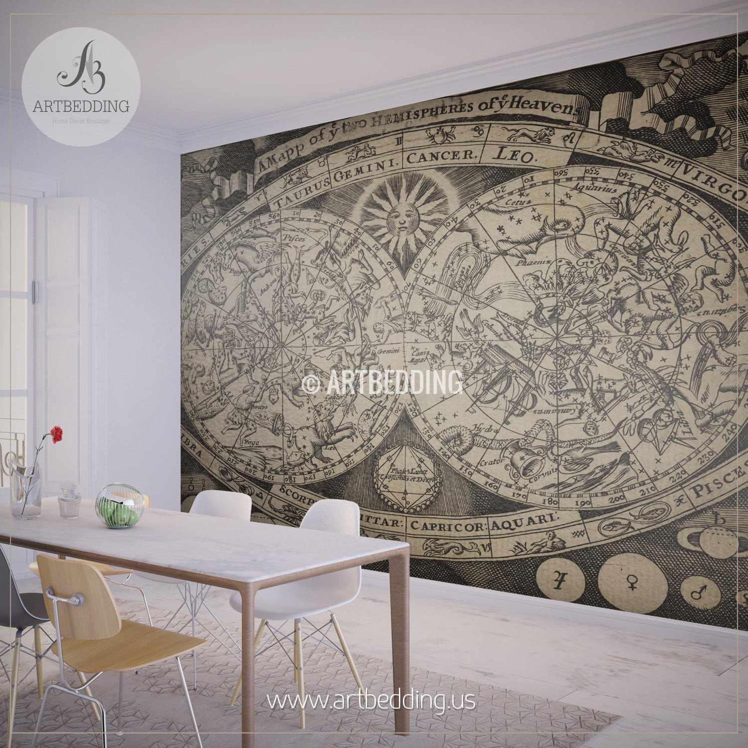 Vintage Map Wall Mural, Self Adhesive Photo Mural – ARTBEDDING