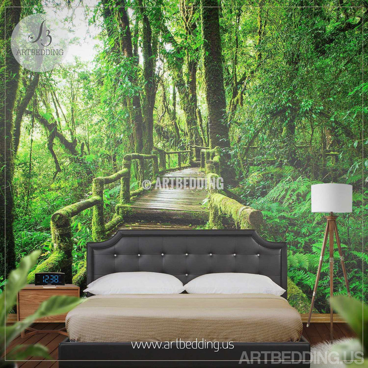 Nature Wall Mural Chery blossom Pathway on a green lawn , Cherry ...
